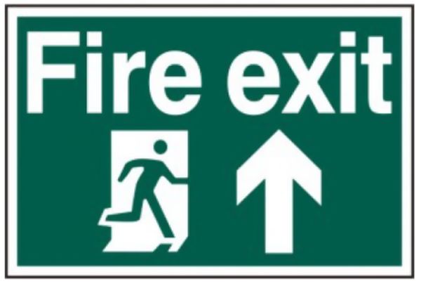 Fire Exit Running Man Arrow Up - PVC (300 x 200mm) Ref 1505