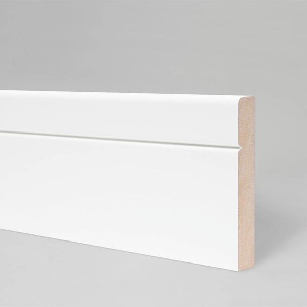 White Primed MDF 'Burford' 18 mm x 119 mm Rounded One Edge V Grooved