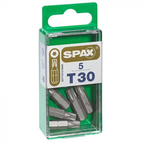 Spax Screwdriver Bits T30 Retail Pack Of 5no