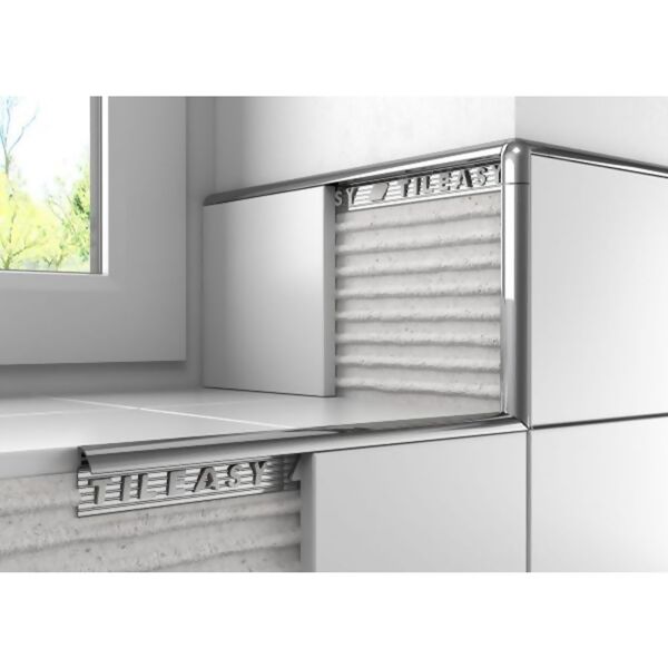 Tileasy 10mm Chrome Utility Round Edge Metal Trim Ref UT10