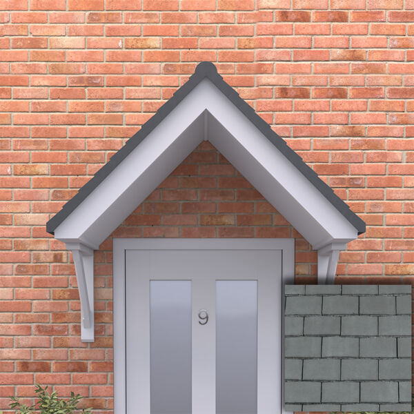 Bakewell Open Tile Effect Door Canopy - Grey