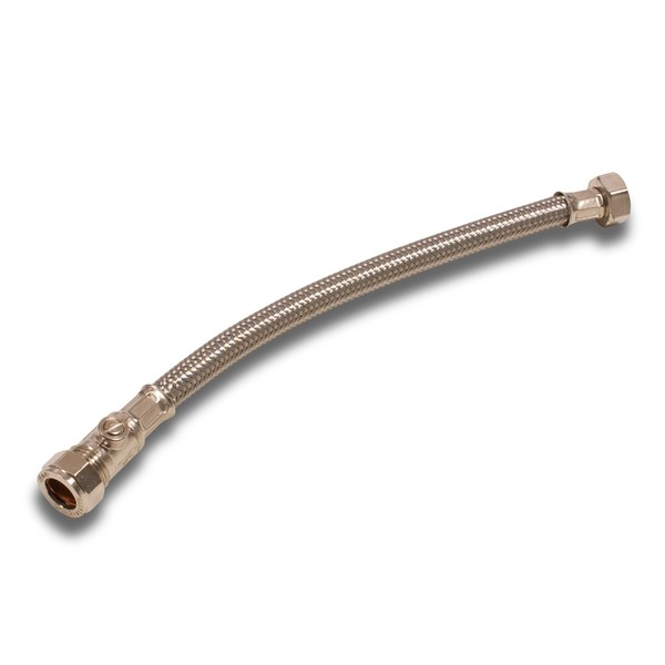 Compression Flexible Tap Connector with Iso Valve 15mm x 1/2" x 300mm