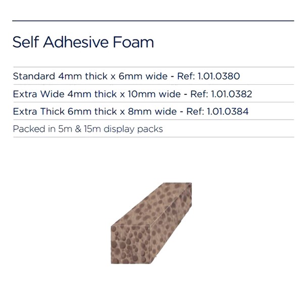 Exitex Self Adhesive Foam Std 4 X 6mm 15Mtr Roll White
