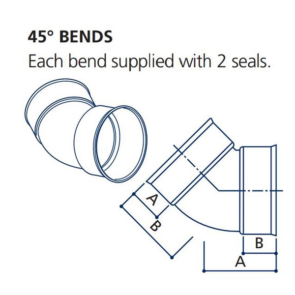 Polysewer 225mm 45 deg Bend Ref PS1003